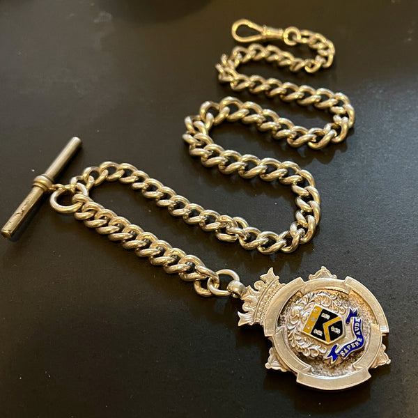 ENGLISH STERLING POCKET WATCH CHAIN & FOB - Ashton-Blakey Vintage Watches